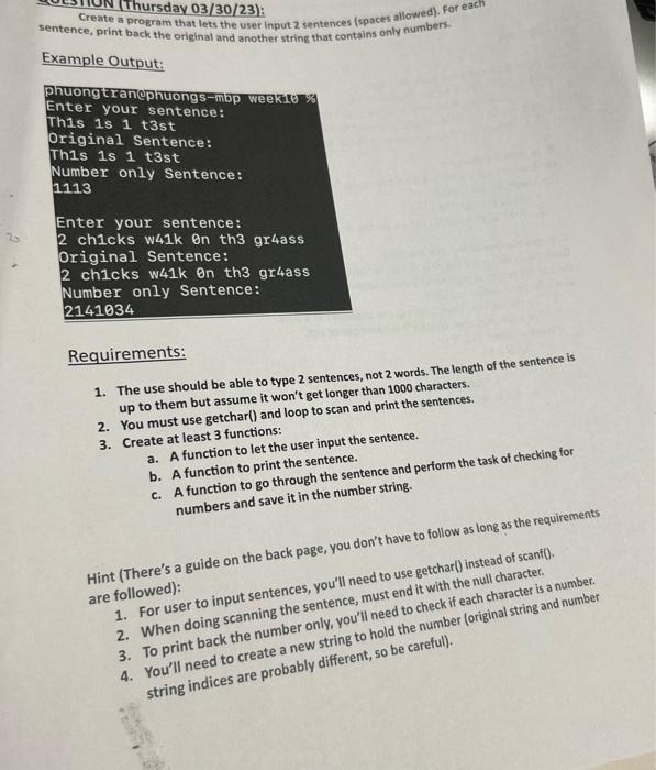 Solved Create a program that lets the user input 2 sentences | Chegg.com
