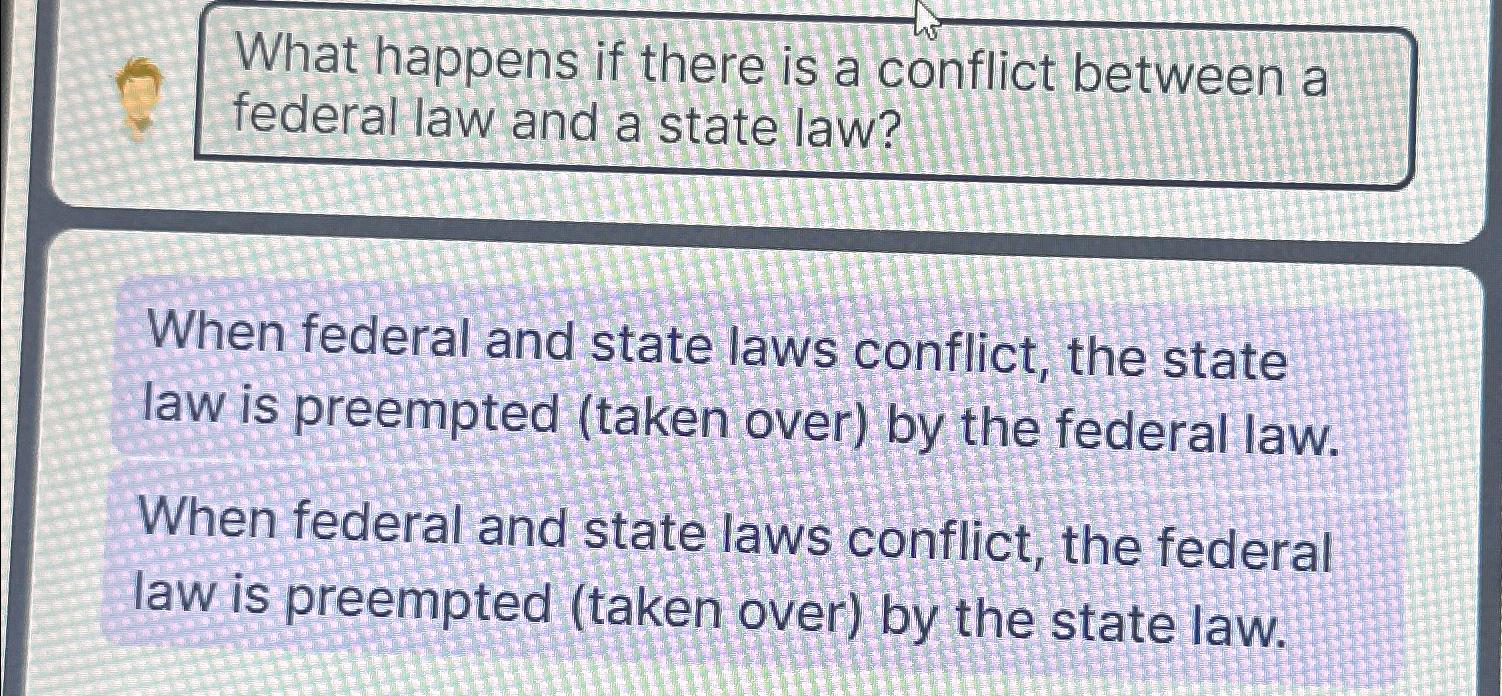 Solved What happens if there is a conflict between a federal | Chegg.com