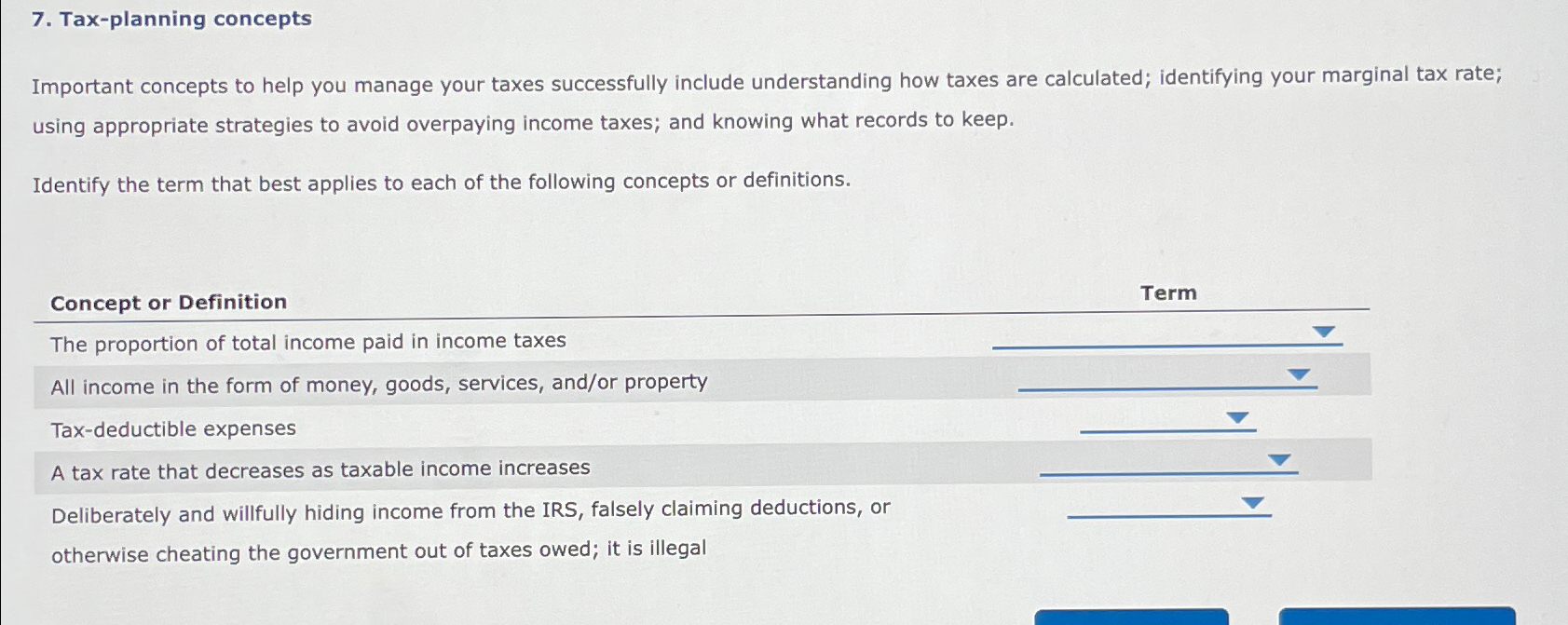 Solved Tax-planning conceptsImportant concepts to help you | Chegg.com
