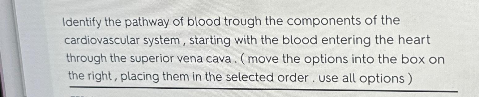 Solved Identify the pathway of blood trough the components | Chegg.com