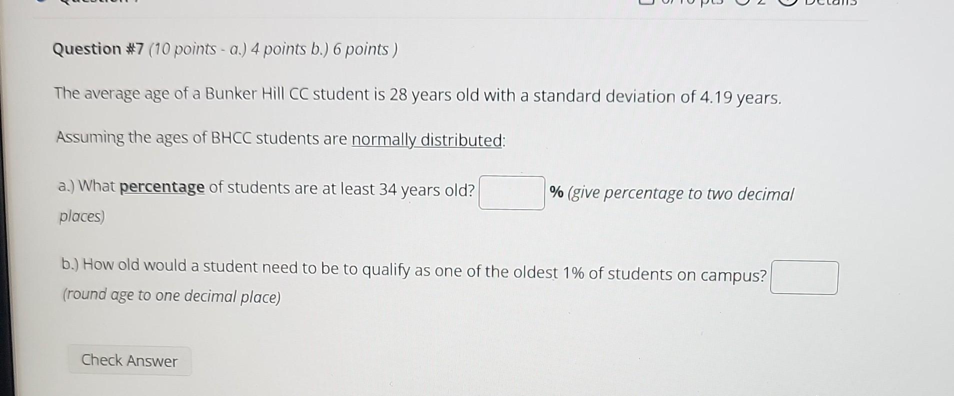 Solved Question \#7 (10 points - a.) 4 points b.) 6 points ) | Chegg.com