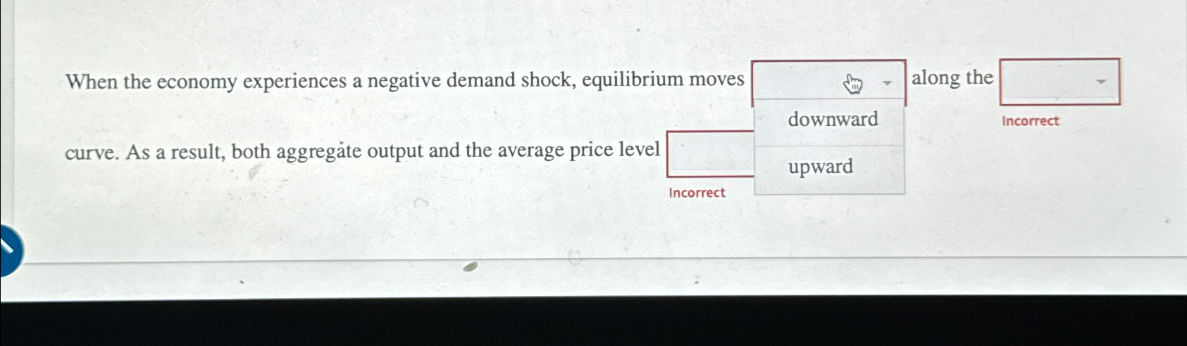 Solved When the economy experiences a negative demand shock, | Chegg.com