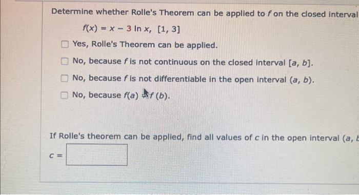 Solved Determine whether Rolle's Theorem can be applied to f | Chegg.com