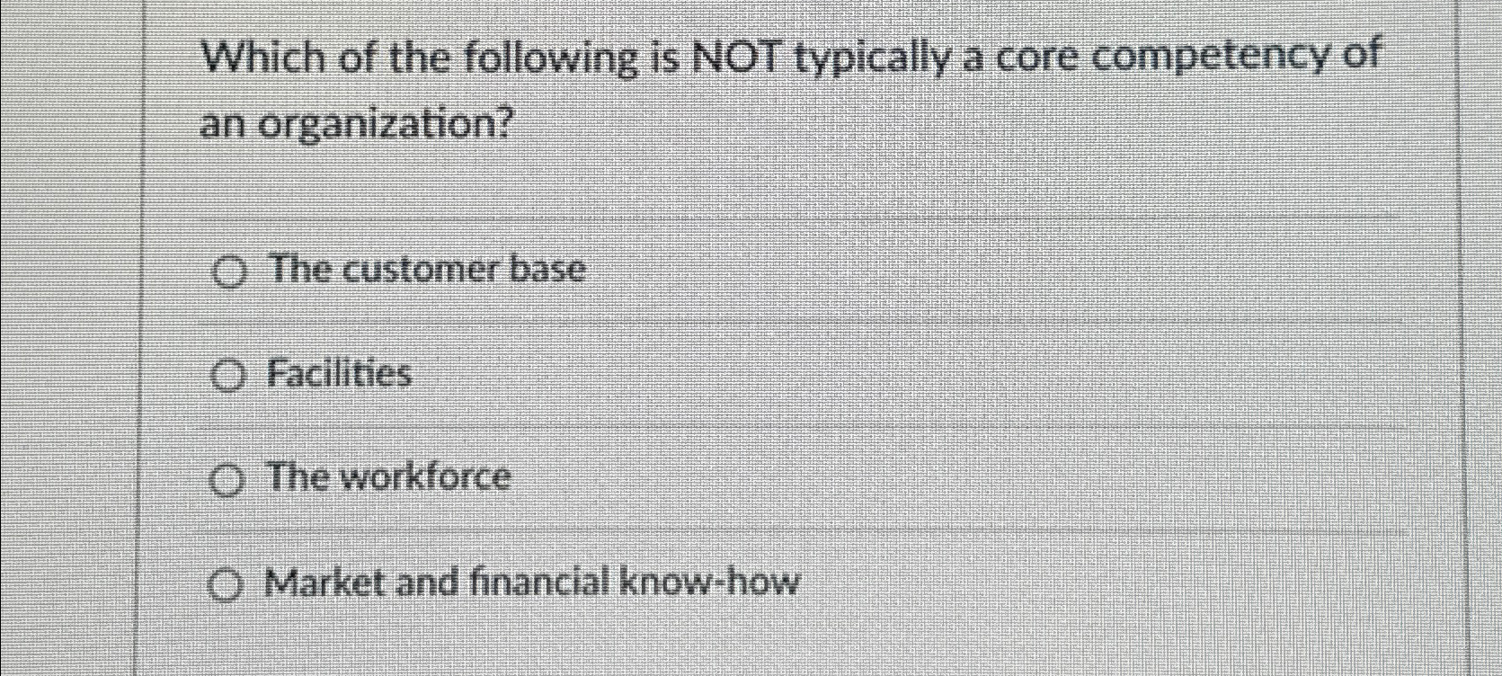 Solved Which of the following is NOT typically a core | Chegg.com