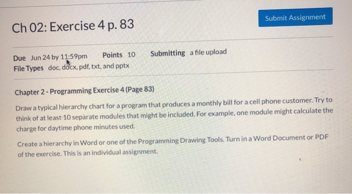 Solved Submit Assignment Ch 02: Exercise 4 p. 83 Submitting | Chegg.com