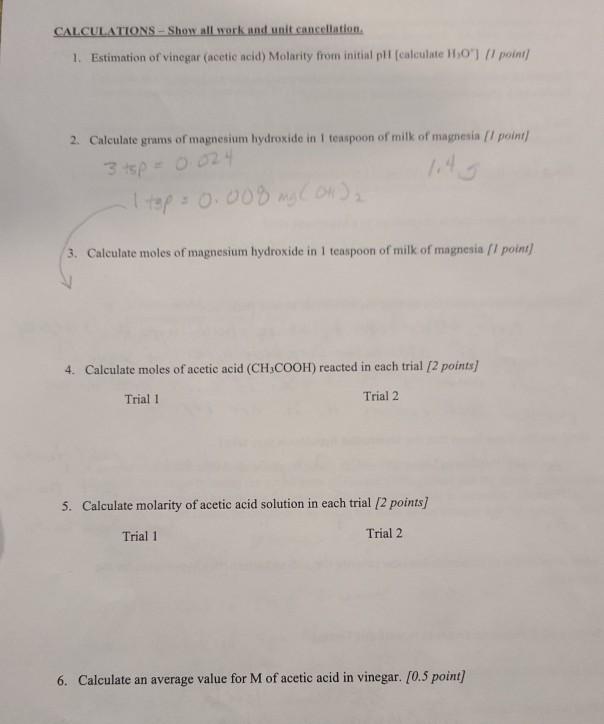 Experiment Fourteen - Report Sheet Name TABLE 1 Trial | Chegg.com
