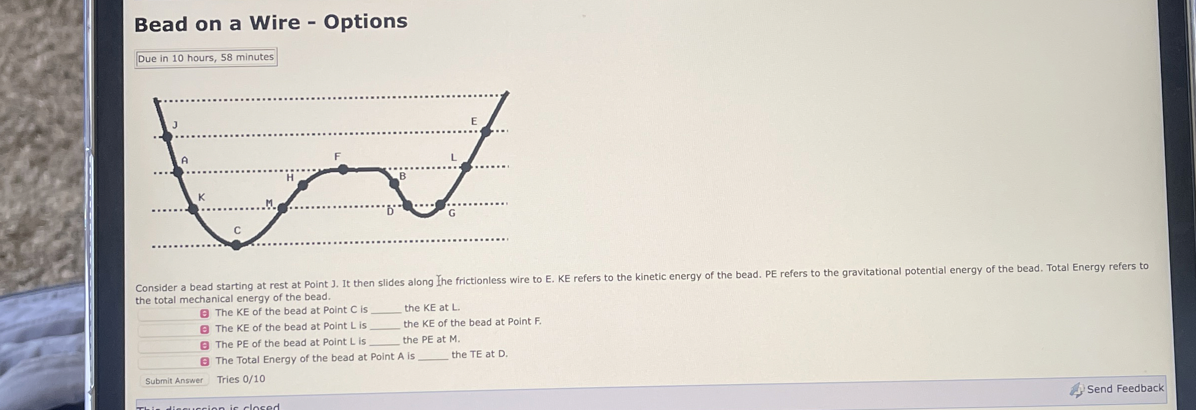 Solved Bead on a Wire - ﻿OptionsDue in 10 ﻿hours, 58 | Chegg.com