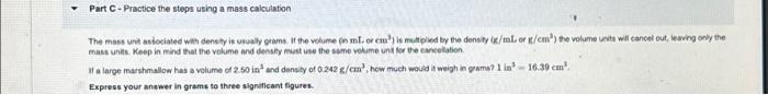 Solved Part C - Practice the steps using a mass calculation | Chegg.com