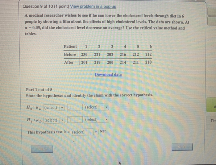 Solved Question 9 of 10 (1 point) View problem in a pop-up A | Chegg.com