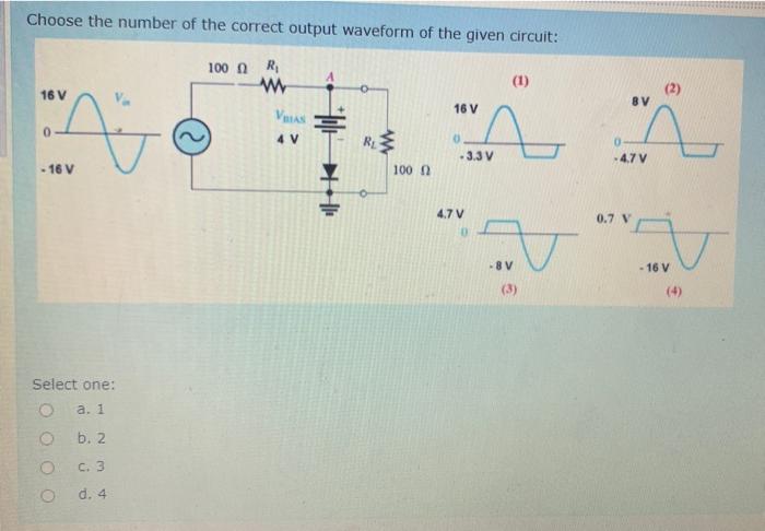 Solved Choose The Number Of The Correct Output Waveform Of
