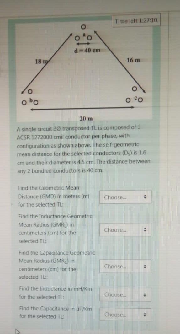 Solved A single circuit 3∅ transposed TL is composed of 3 | Chegg.com