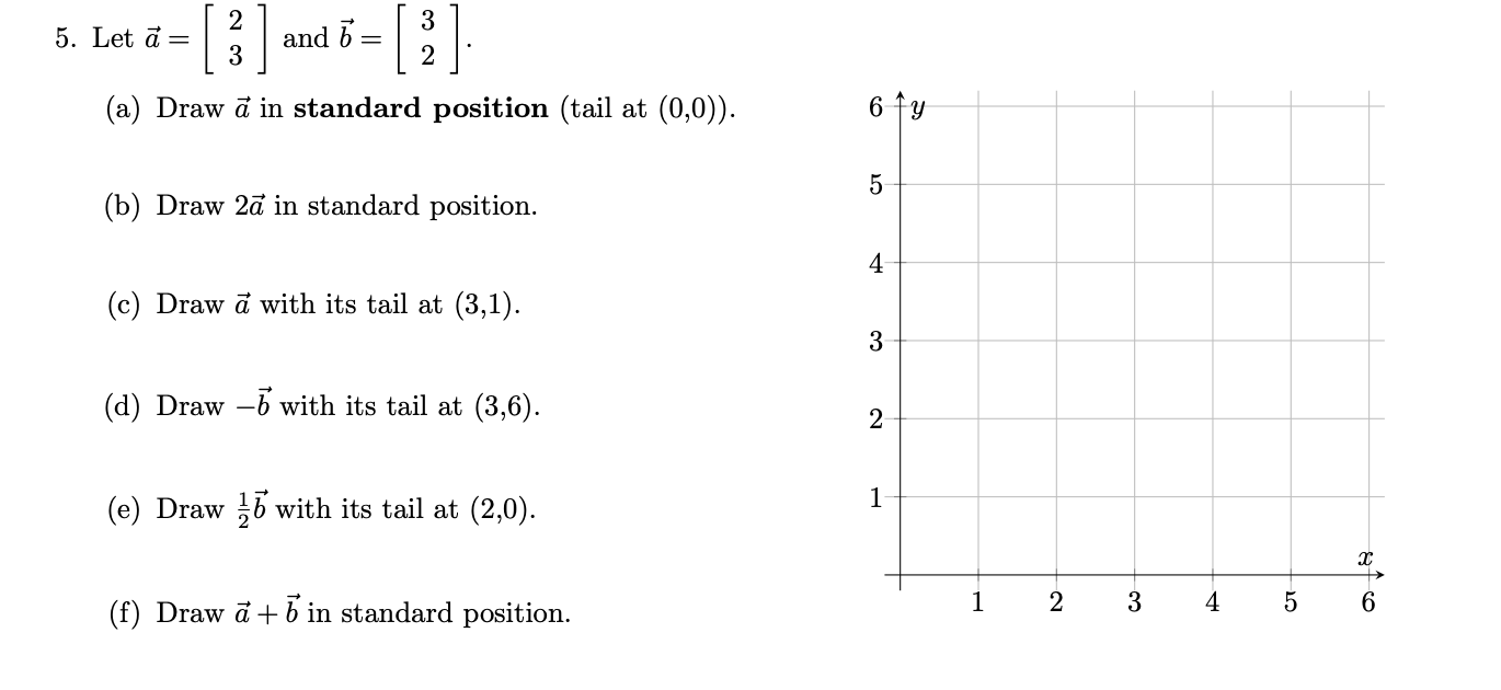 Solved Let vec(a)=[23] ﻿and vec(b)=[32].(a) ﻿Draw vec(a) ﻿in | Chegg.com