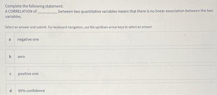 Solved Complete the following statement: A CORRELATION OF | Chegg.com
