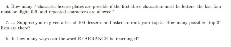 Solved 6. How many 7-character license plates are possible | Chegg.com