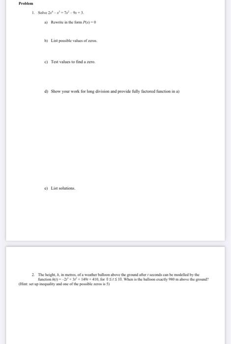 Solved Problem 1. Solve 28--7-9+3. a) Rewrite in the form o | Chegg.com