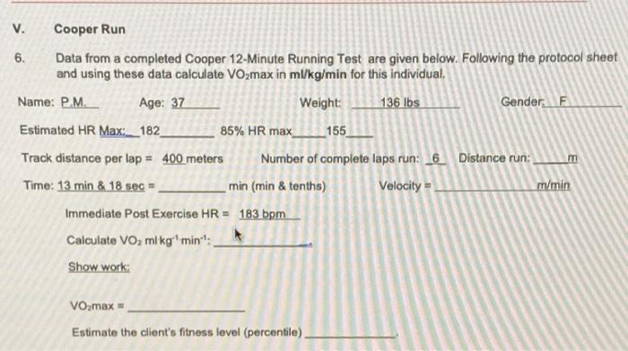 Solved V. Cooper Run 6. Data from a completed Cooper | Chegg.com