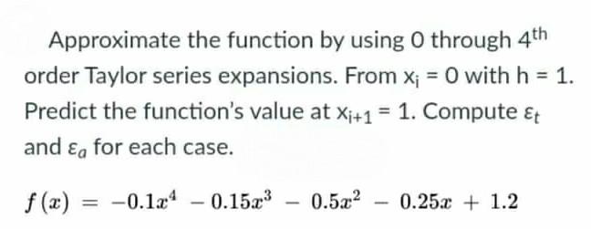 Solved Approximate the function by using through 4th order | Chegg.com