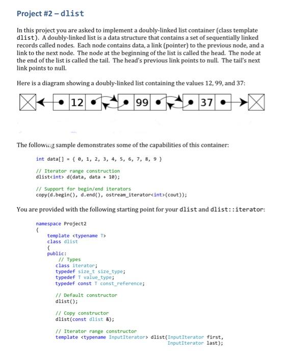 Project #2 - dlist In this project you are asked to | Chegg.com