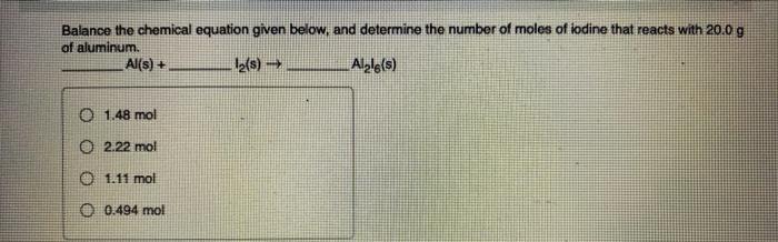 Solved Balance the chemical equation given below, and | Chegg.com