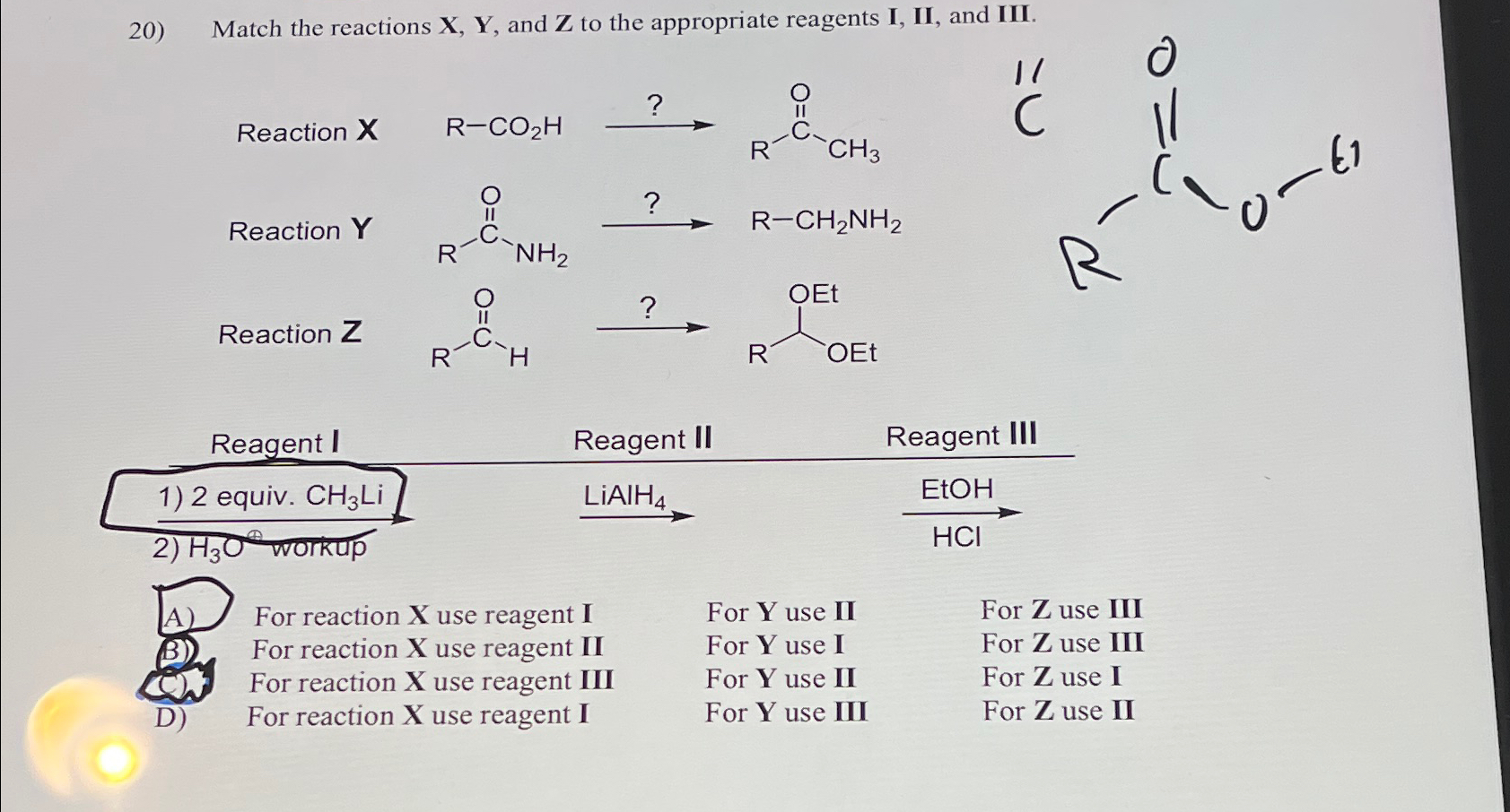 Solved Match the reactions x,Y, ﻿and Z ﻿to the appropriate | Chegg.com