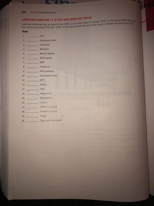Solved Label the following tests as point-of-care (POC) or | Chegg.com
