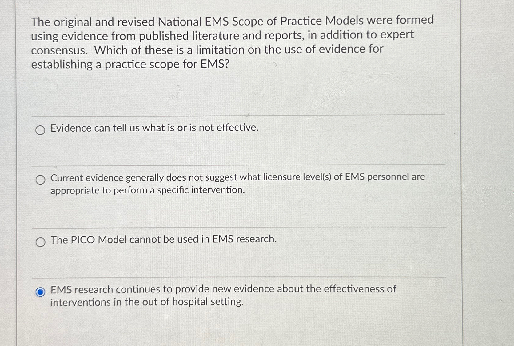 Solved The original and revised National EMS Scope of | Chegg.com