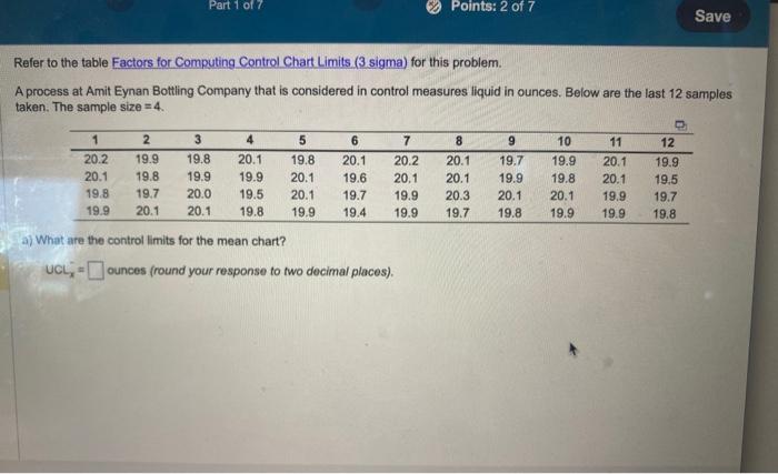 Solved ucl x barlcl x barucl r barlcl r baris process in | Chegg.com