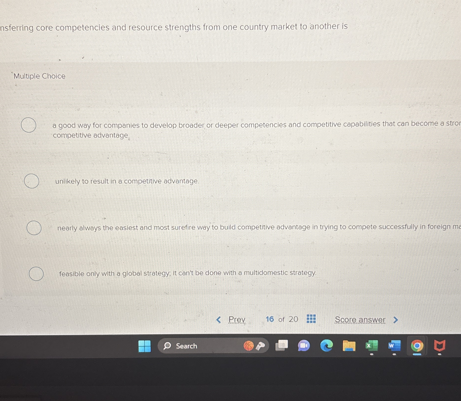 Solved nsferring core competencies and resource strengths | Chegg.com