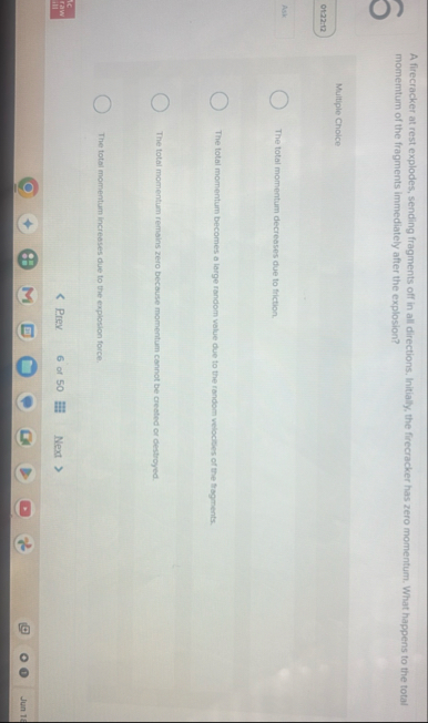 Solved A firecracker at rest explodes, sending fragments off | Chegg.com