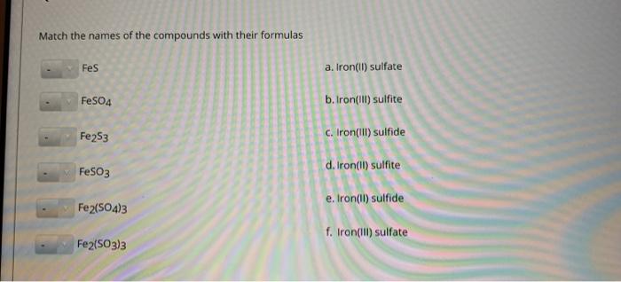 Solved Match the names of the compounds with their formulas | Chegg.com