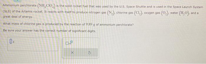 Solved Ammonium perchlorate (NH4ClO4) is the solid rocket | Chegg.com