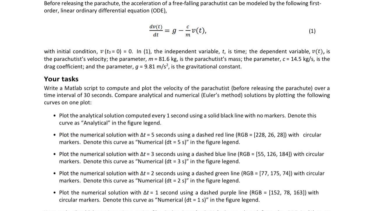Solved Before releasing the parachute, the acceleration of a | Chegg.com