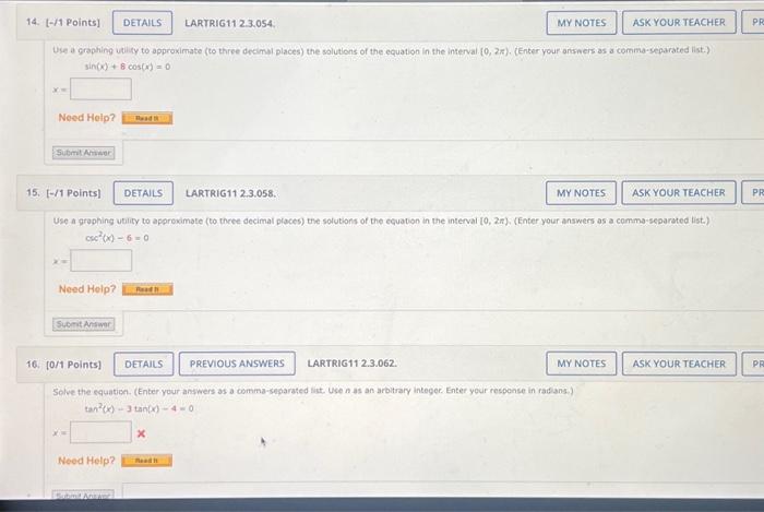 Solved Verify that each x-value is a solution of the | Chegg.com