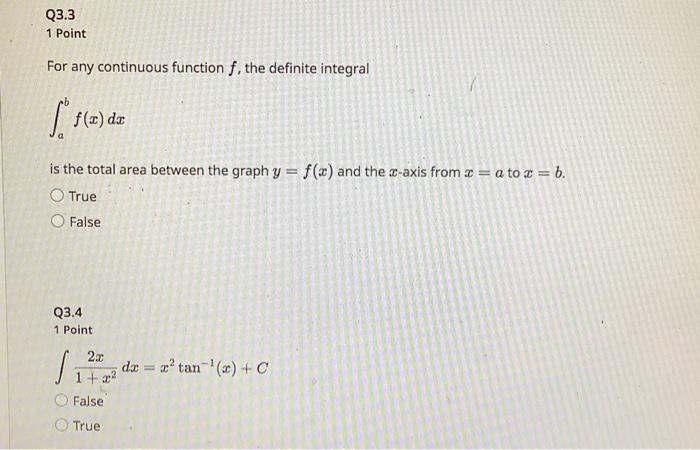 Solved For any continuous function f, the definite integral | Chegg.com