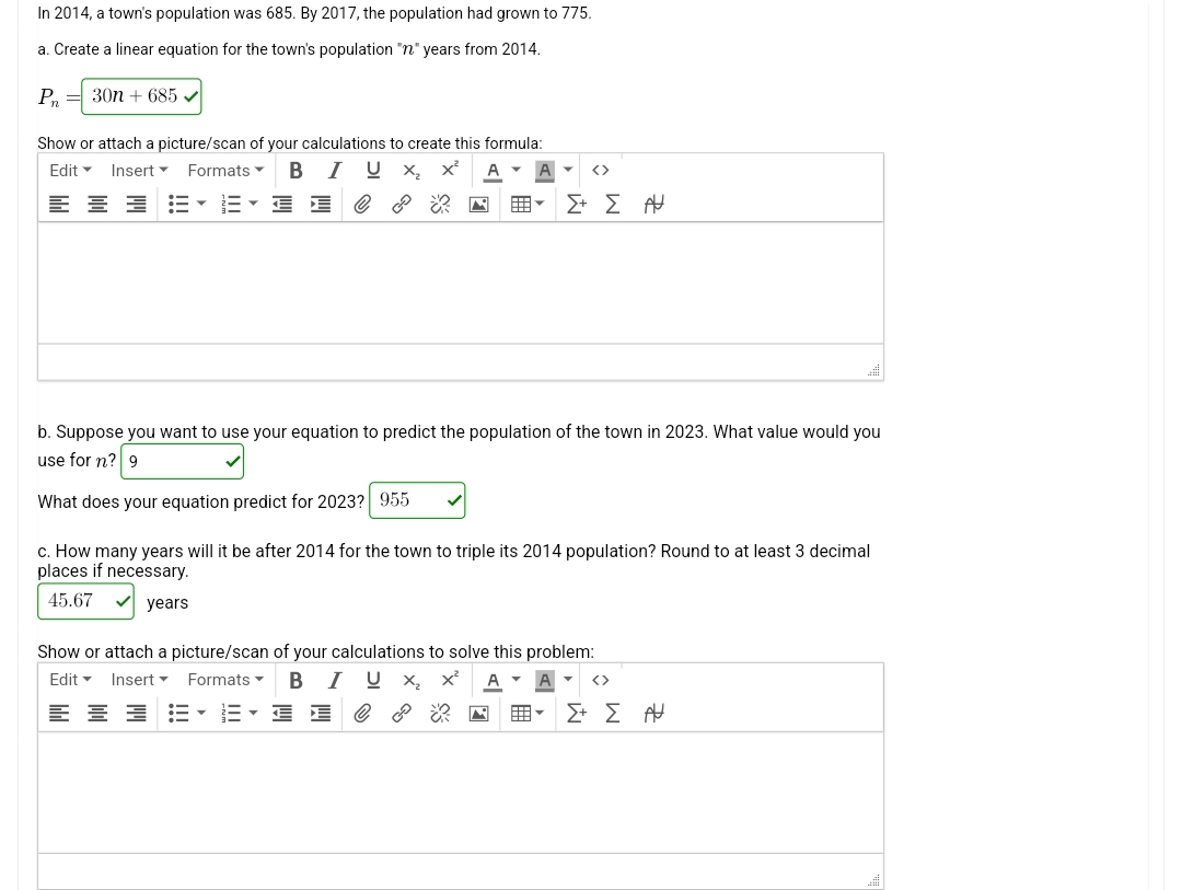 Solved In 2014, ﻿a town's population was 685 . ﻿By 2017, | Chegg.com