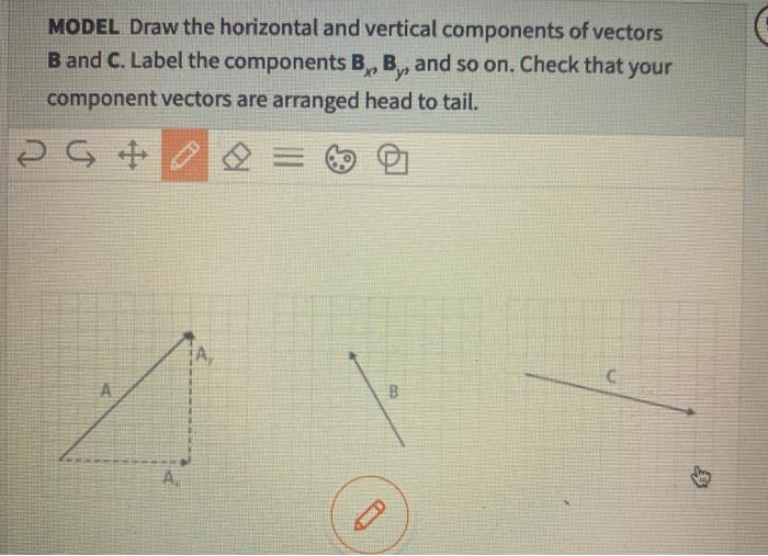 Solved MODEL Draw the horizontal and vertical components of | Chegg.com