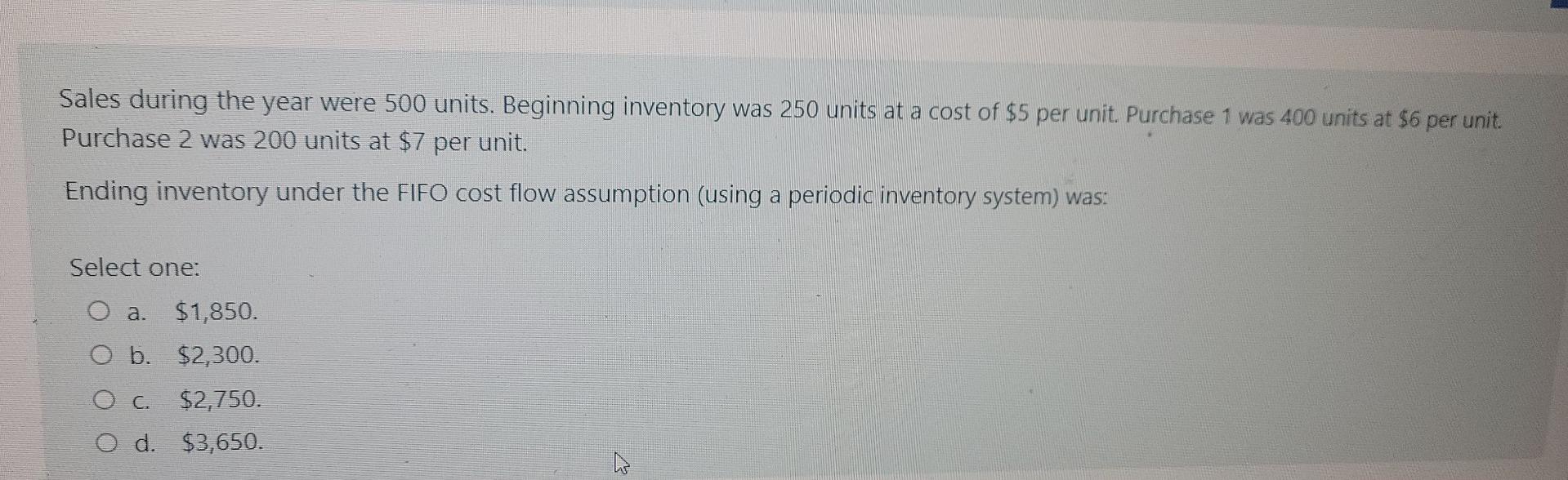 Solved Sales during the year were 500 units. Beginning | Chegg.com