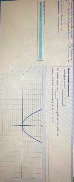 Solved The equation for the transformed function is g(x) = | Chegg.com
