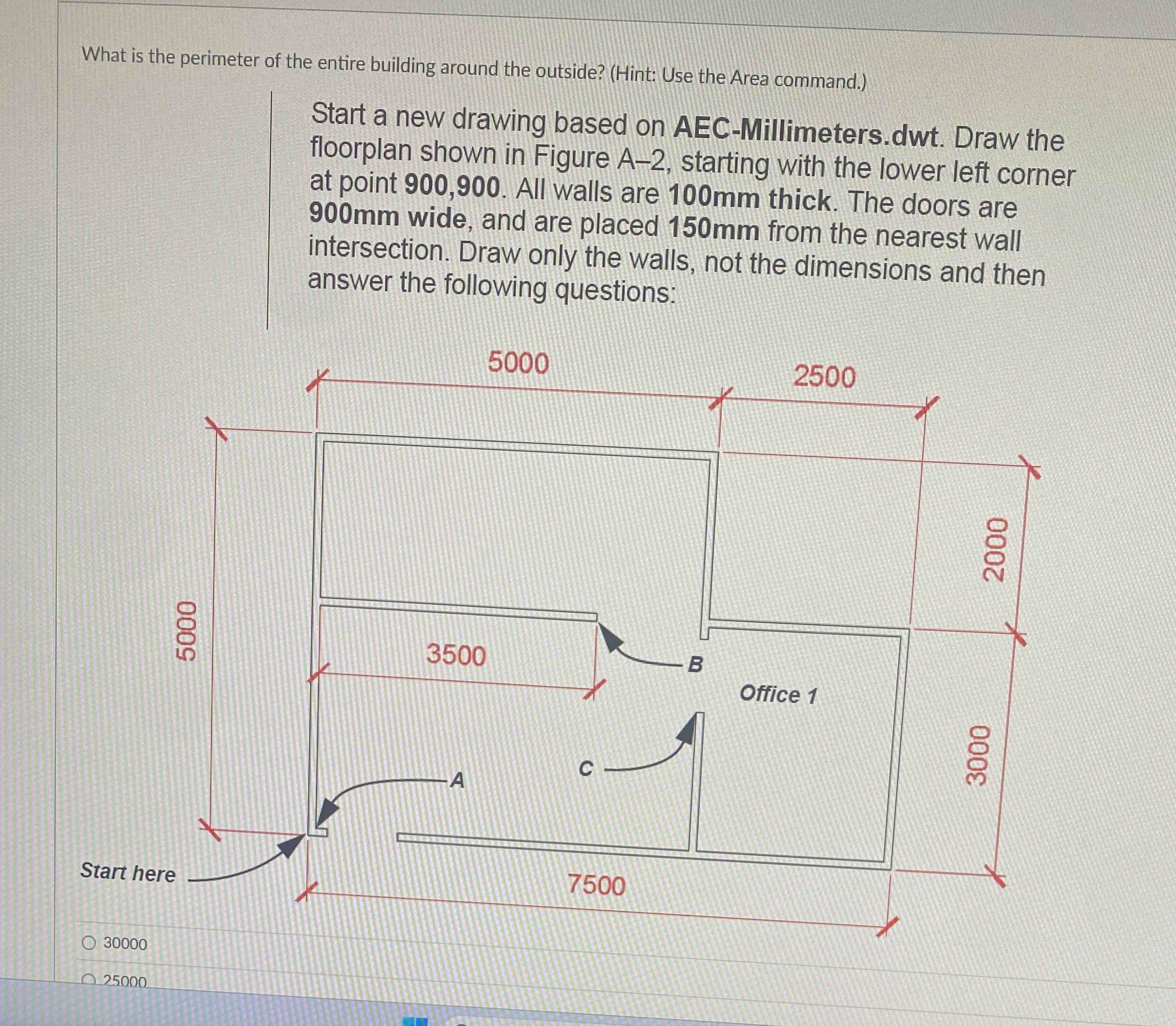 Solved What is the perimeter of the entire building around | Chegg.com