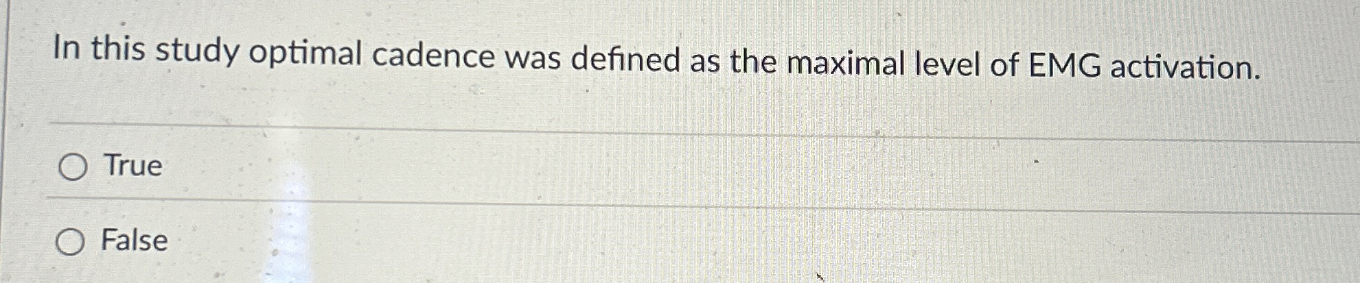 Solved In this study optimal cadence was defined as the | Chegg.com