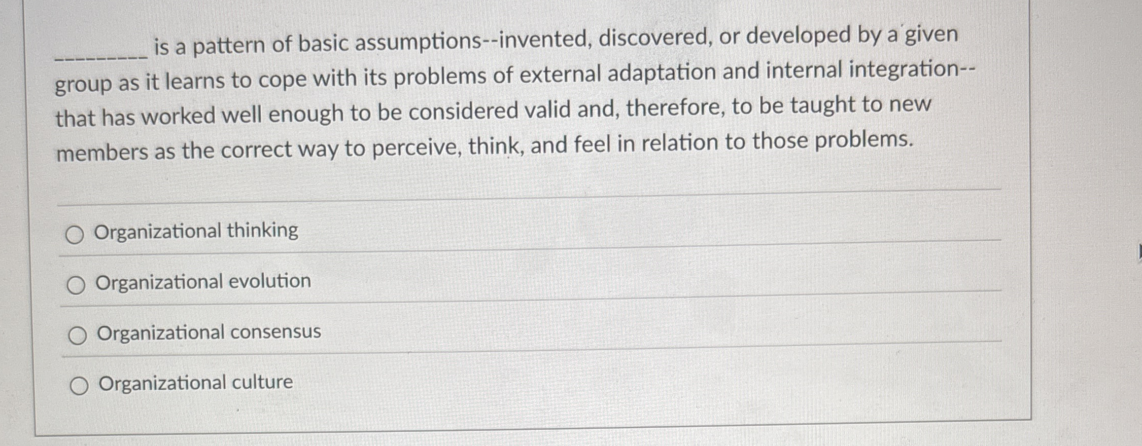 Solved is a pattern of basic assumptions--invented, | Chegg.com
