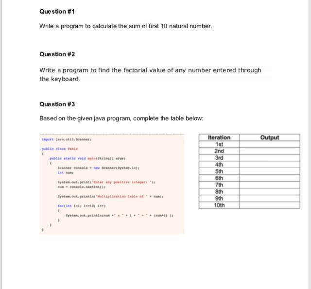 Solved Write a program to calculate the sum of first 10 | Chegg.com