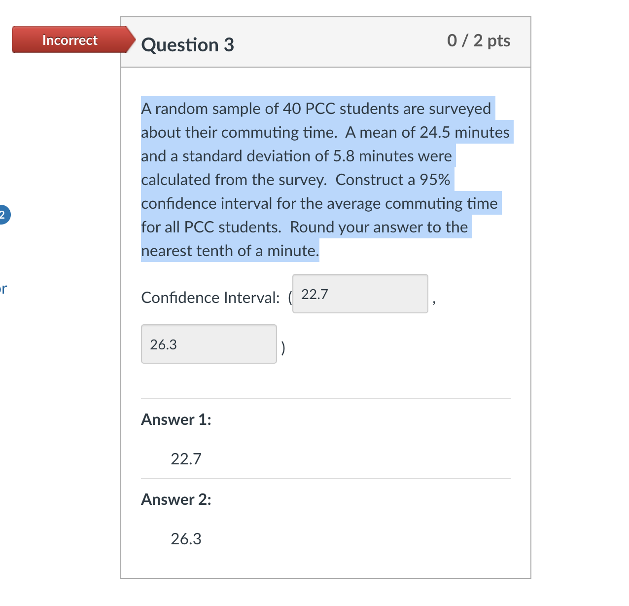 Solved Question 3A random sample of 40PCC ﻿students are | Chegg.com
