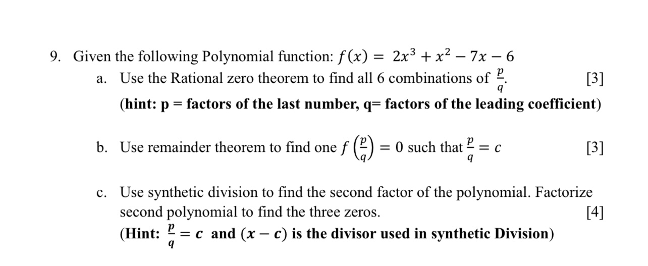 Solved Given the following Polynomial function: | Chegg.com