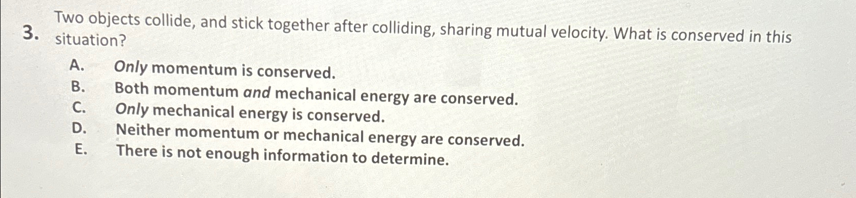 Solved Two objects collide, and stick together after | Chegg.com
