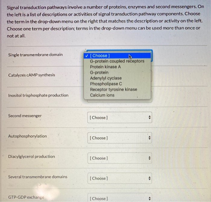 Solved Signal transduction pathways involve a number of | Chegg.com
