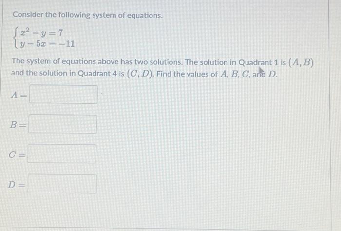 Solved Consider The Following System Of Equations