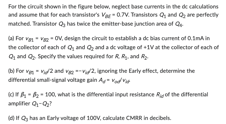 Solved For the circuit shown in the figure below, neglect | Chegg.com
