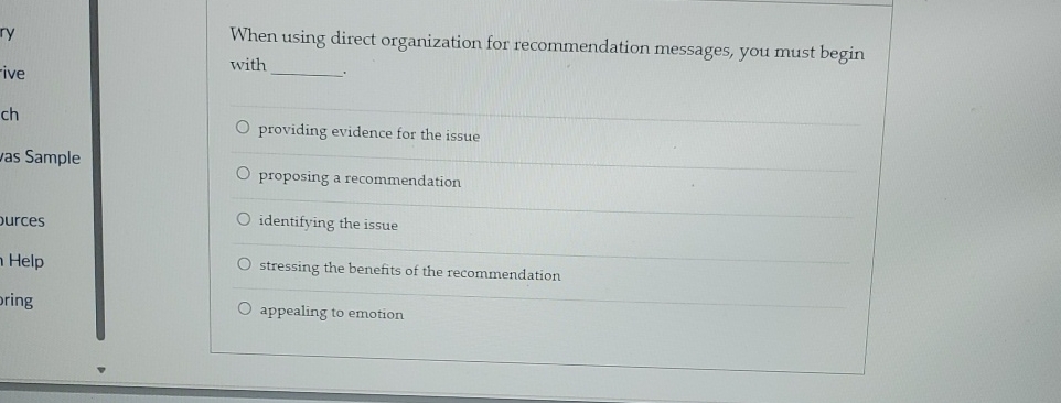 Solved When using direct organization for recommendation | Chegg.com