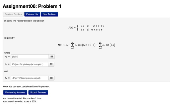 Solved Assignment06 Problem 1 Next Problem Previous Problem 6309